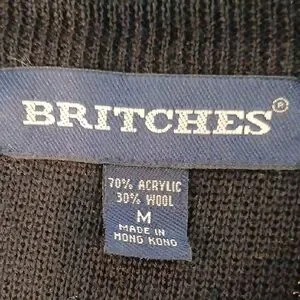 Britches | Sweaters | Stylish Black Zipup Sweater With Green And Blue ...